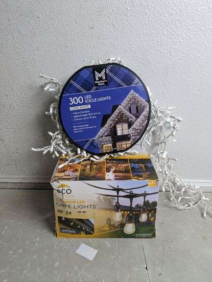 EcoScapes 48' Outdoor LED String Lights, 24 Bulbs, and Members Mark 300 ...