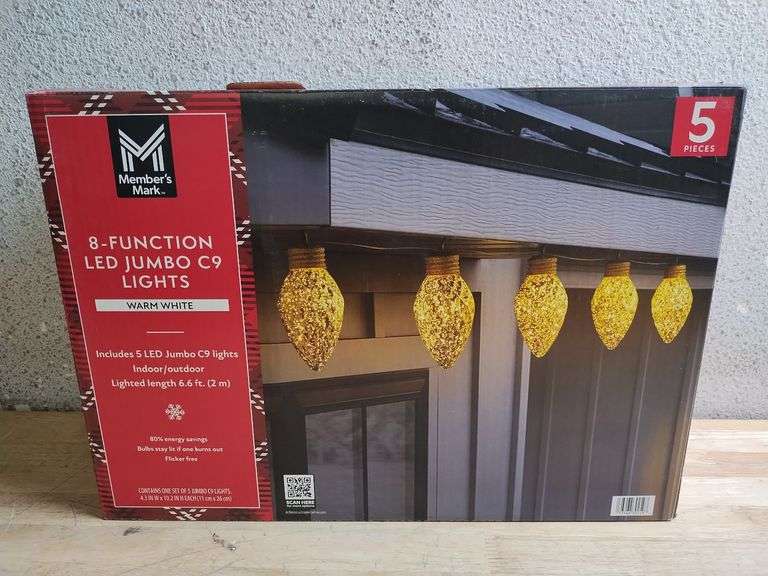 MEMBERS MARK LED Jumbo C9 Lights, 8-Function, Lighted Length, 6.6 ...