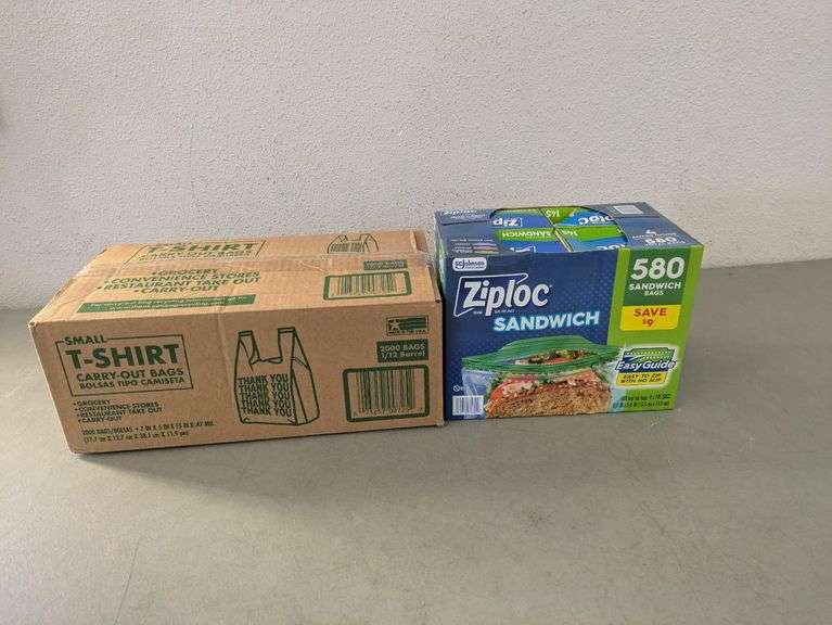 Kitchen Storage Bags Set - Small T-Shirt Carry Out Bags; ZIPLOC ...