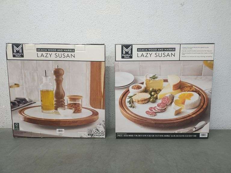 MEMBER'S MARK Acacia Wood & Marble Lazy Susan 2 Pk. | Open Box | (See ...