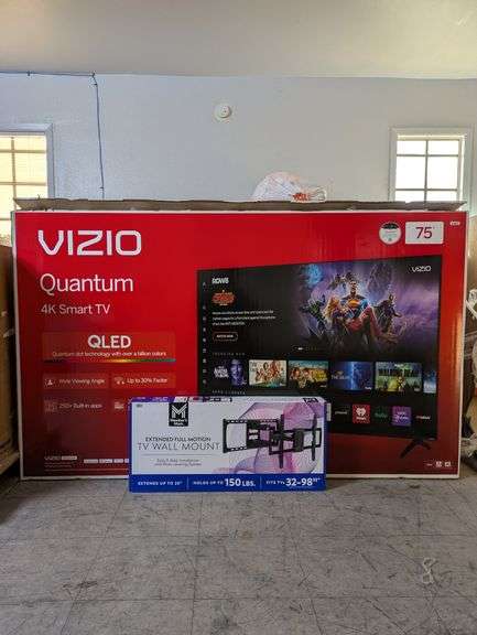 VIZIO 75" QUANTUM QLED 4K SMART TV & MEMBER'S MARK Extended Full-Motion ...