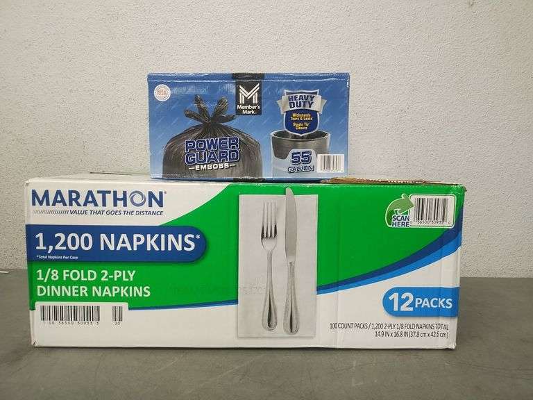 MARATHON 2-Ply Napkins 1,200 Ct. / MEMBER'S MARK Power Guard 55 Gal ...