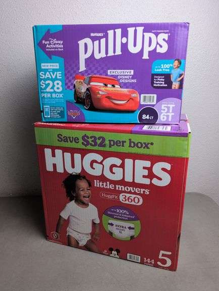 BUNDLE - Huggies 144ct Diapers 5-27lbs Capacity & Pull Ups Cars 5-6T ...