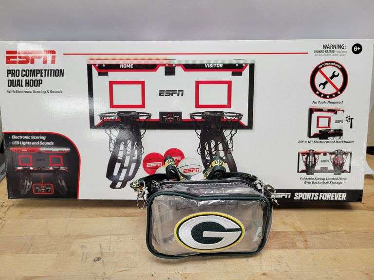 BUNDLE - ESPN Pro Competition Dual Hoop, 29x12" & NFL Green Bay Packers ...