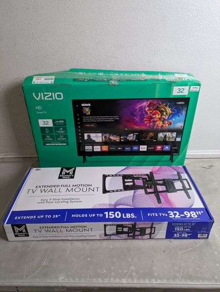 VIZIO 32" HD Smart TV 1080p & MEMBER'S MARK Extended Full Motion TV ...