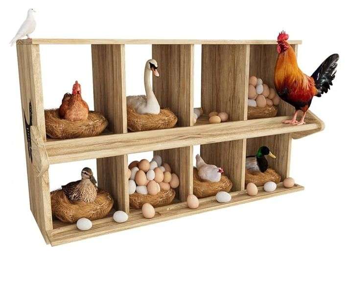 Chicken Nesting Box, 8 Compartment Wooden Boxes, 22.8"H | Open Box ...