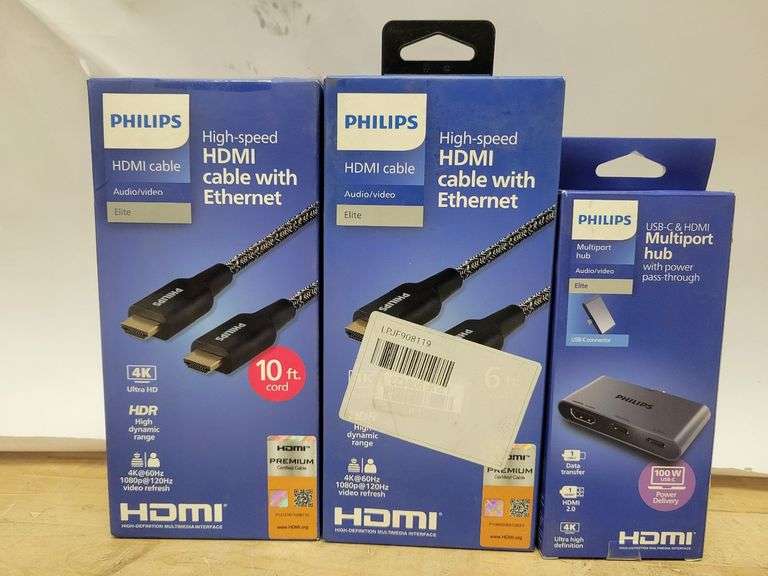 BUNDLE - PHILIPS HDMI Cable, 10' & PHILIPS HDMI Cable, 6' & PHILIPS ...
