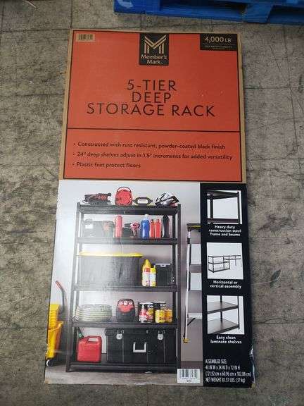 MEMBERS MARK Black Storage Rack, 5-Tier, 24''shelevs adjustable, 48in W ...
