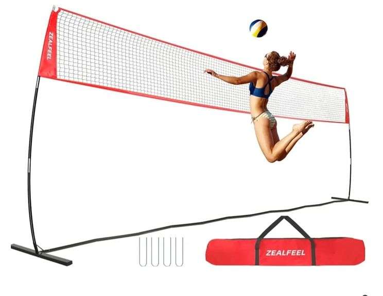 ZEALEEL - Volleyball Net 12FT /20FT Adjustable Height w/ Poles & Stakes ...