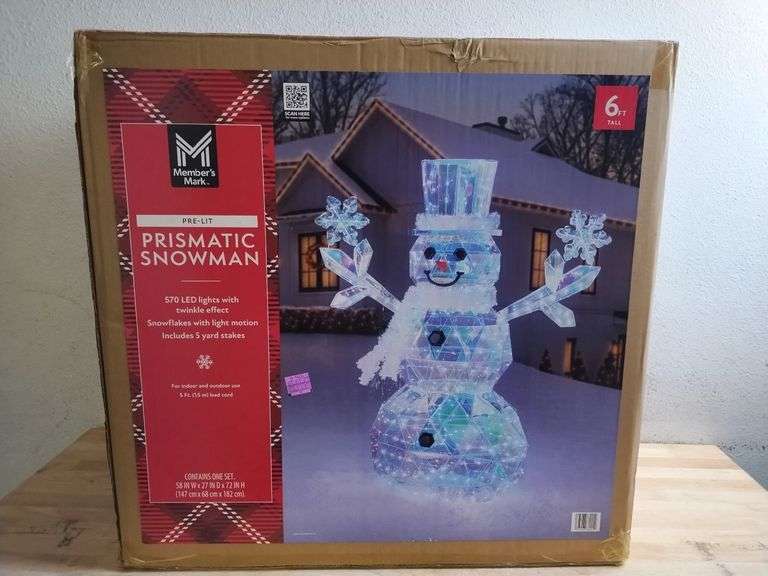 MEMBERS MARK Pre-Lit Prismatic Snowman, 6' | Open Box | (See Condition ...