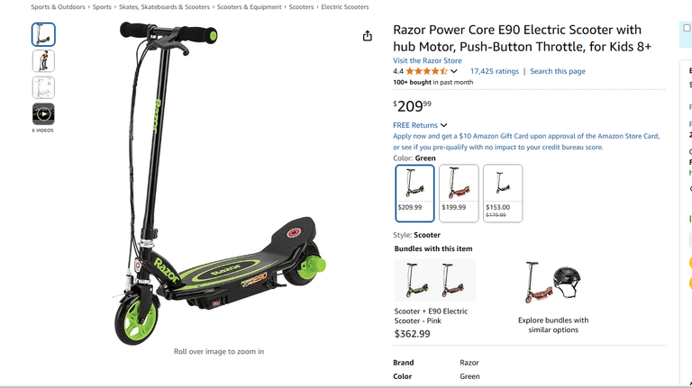 Razor Power Core E90 Electric Scooter with hub Motor Kids 8+ | Like New ...