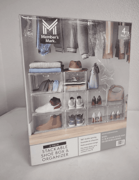 Member's Mark Stackable Shoe Box & Organizer, 4 Pack | Open Box | (See ...