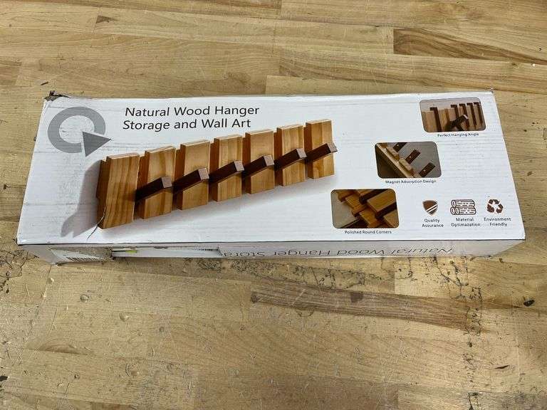 Natural Wood Hanger Storage & Wall Art | Like New | (See Condition ...