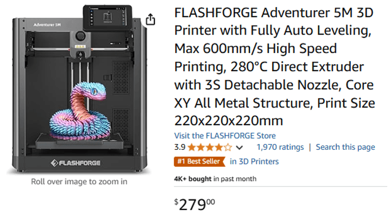 FLASHFORGE Adventurer 5M 3D Printer | Open Box | (See Condition Notes ...