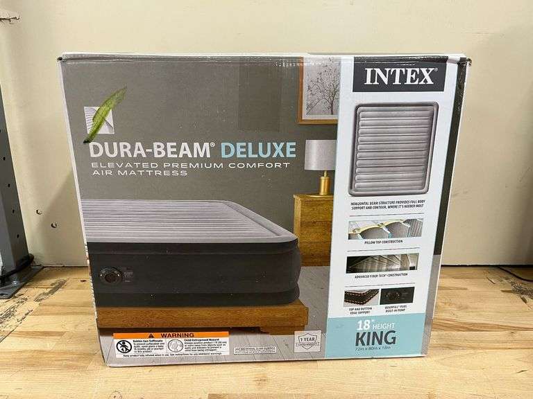 INTEX Dura-Beam Deluxe Elevated Air Mattress, King, 18" | Like New ...