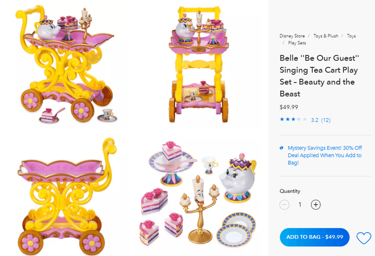 Belle ''Be Our Guest'' Singing Tea Cart Play Set – Beauty and the Beast ...