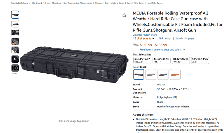 MEIJIA Portable Rolling Waterproof All Weather Hard Rifle Case | Like ...