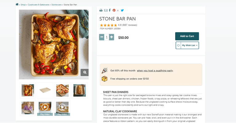Pampered Chef 100384 stone bar pan 14.75X10.5 | Like New | (See ...