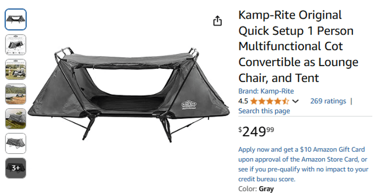 Kamp-Rite Original Quick Setup 1 Person Multifunctional Cot Convertible ...