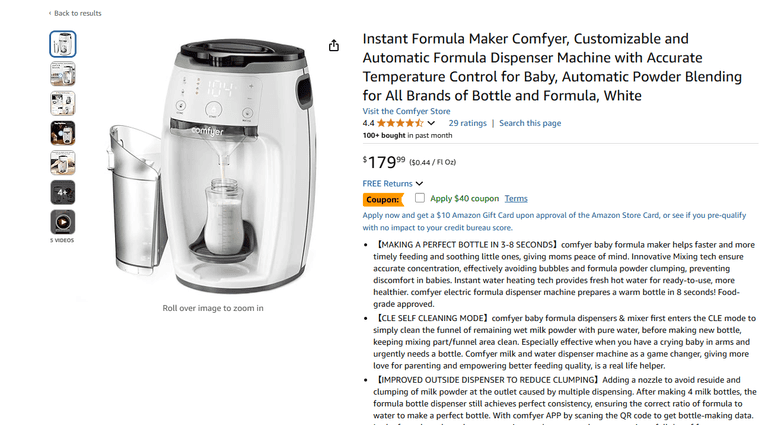 Comfyer Instant Formula Maker Automatic. White | Like New | (See ...