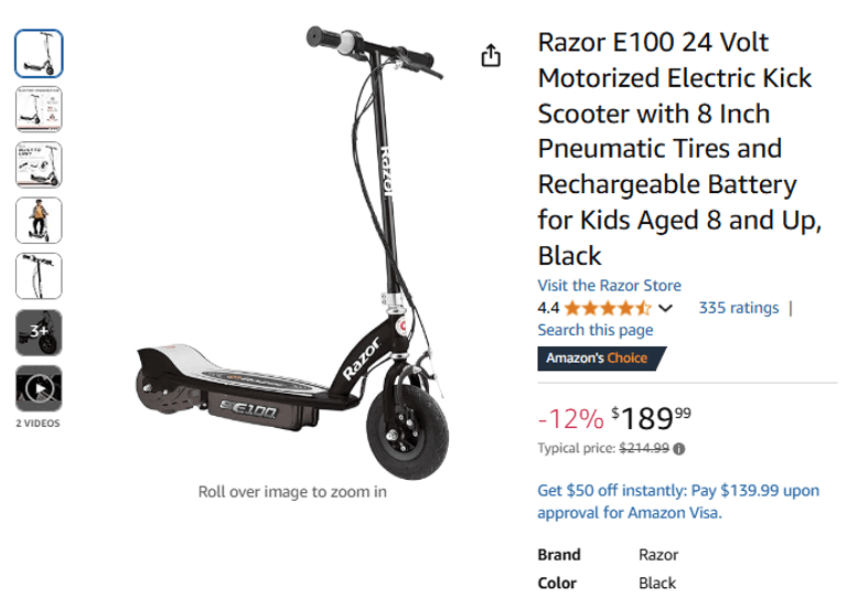 Razor E100 24 Volt Motorized Electric Kick Scooter | Like New - Rio ...