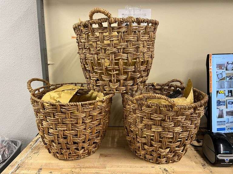 DETAILS Natural Grass Storage Baskets, 3pc | Open Box - Rio Grande Trade
