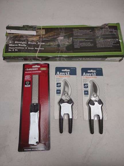 8 In. Straight Draw Shave Tool With Wood Grip Handles & Anvil 7" Bypass ...