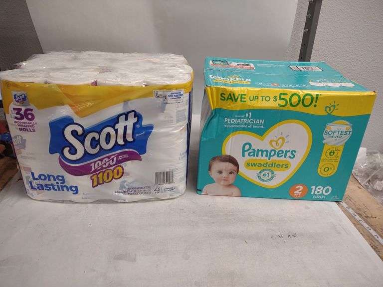 Scott Toilet Paper 36 Rolls And Pampers Swaddlers Size 2 - 180 Diapers ...