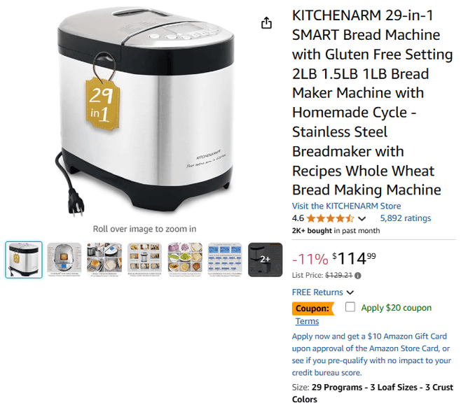 KITCHENARM 29-in-1 SMART Bread Machine with Gluten Free Setting | Like ...