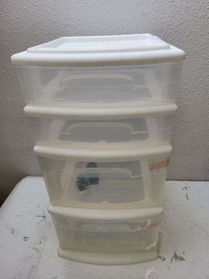 HOMZ Drawer Tower, 4-Tier Clear Plastic Storage Organizer Cart | Like ...