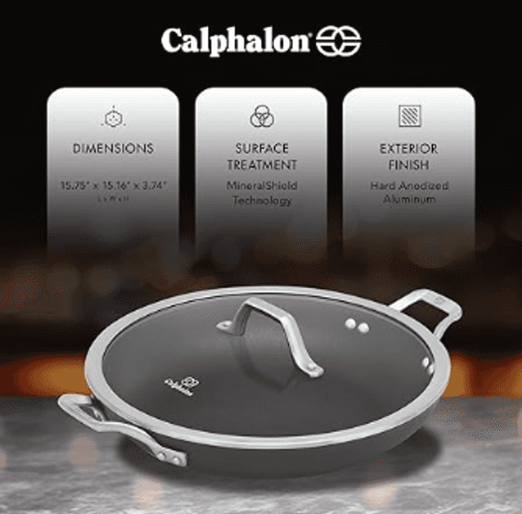 Calphalon Premier Space Saving 12 Inch Everyday Pan with Lid | Open Box ...