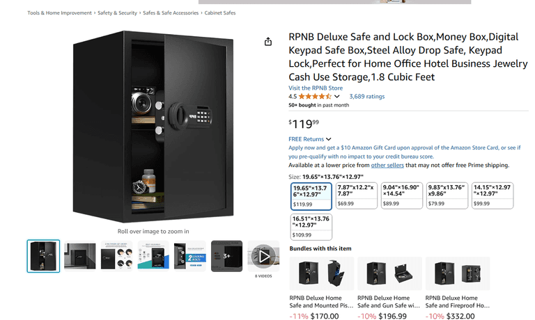 RPNB Deluxe Safe and Lock Box, Money Box, Digital Keypad Safe Box ...