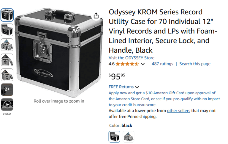 Odyssey KROM Series Record Utility Case for 70 Individual 12" Vinyl ...