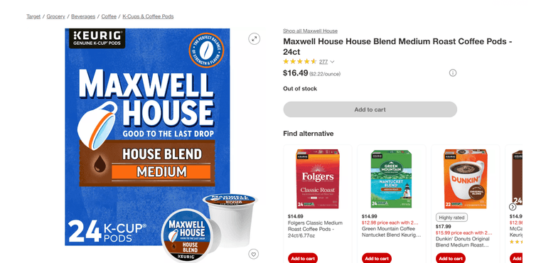 Maxwell House House Blend Medium Roast Coffee Pods - 24ct (set of 4 ...