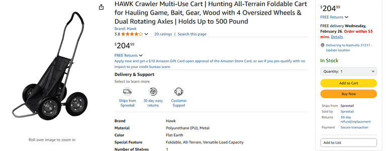 HAWK Crawler Multi-Use Cart | Open Box | (See Condition Notes) - Rio ...