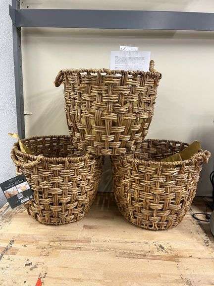 DETAILS Natural Grass Storage Baskets, 3pc | Open Box - Rio Grande Trade
