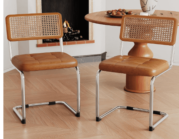 Alunaune Modern Mid Century Brown Dining Chairs Set of 2 | Open Box ...