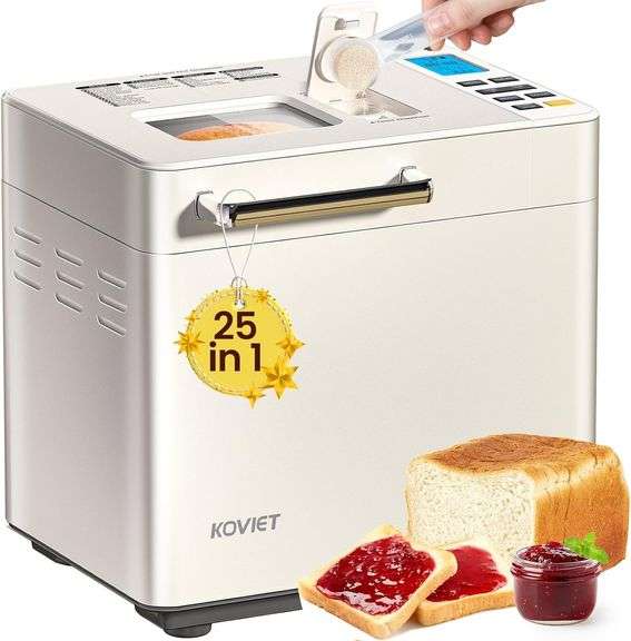 KOVIET 25-in-1 Bread Maker Machine with Automatic Dual Dispenser, 2LB ...