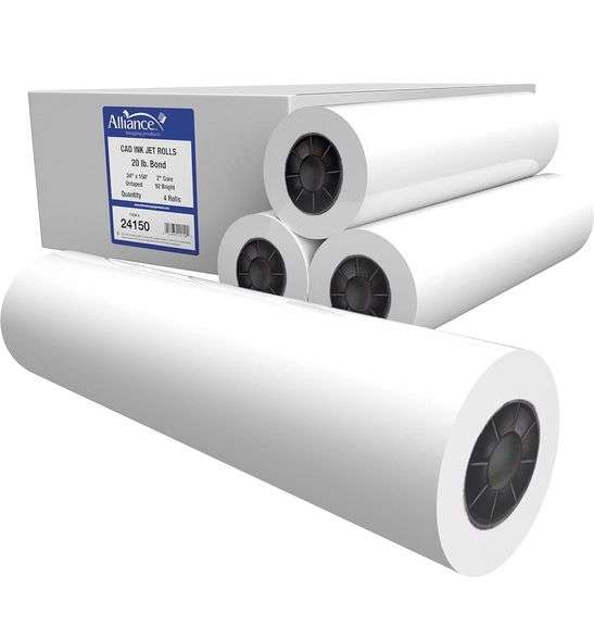 Cad Ink Jet Rolls, 20lbs Bond, 24" x 150', 4ct | Like New - Rio Grande ...