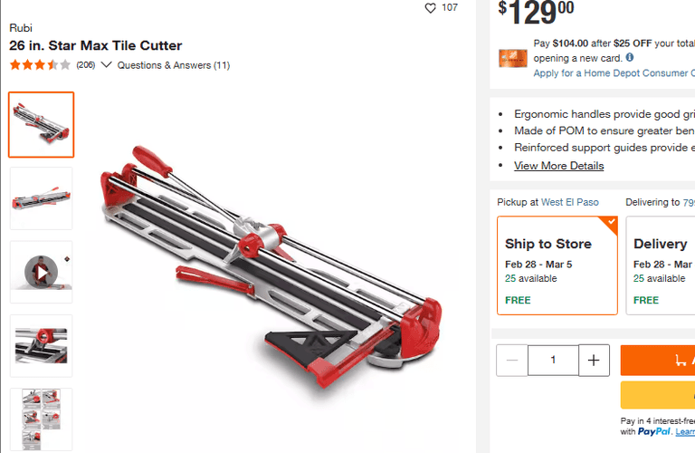 Handyman Bundle Rubi 26'' Star Max Tile Cutter/ Husky Soft Foam ...