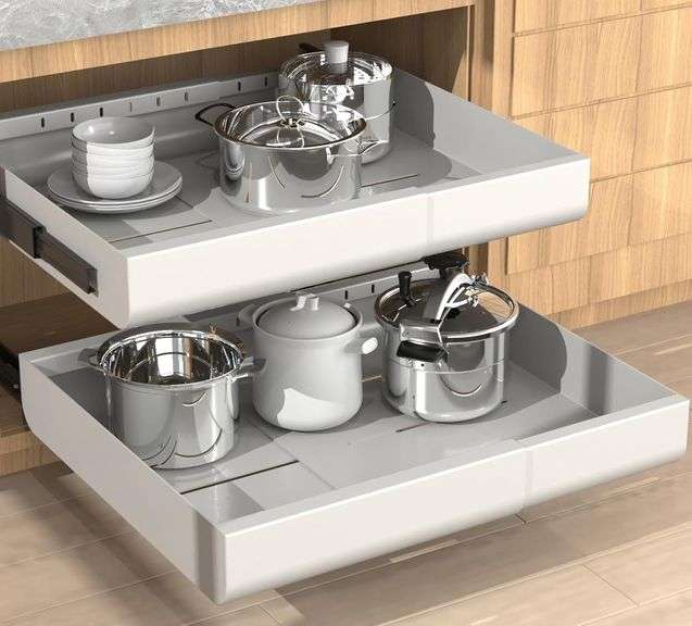 AILIO Expandable Pull-Out Organizer Drawer, White, 21" x 12.9-19.7" | Like New - Rio Grande Trade