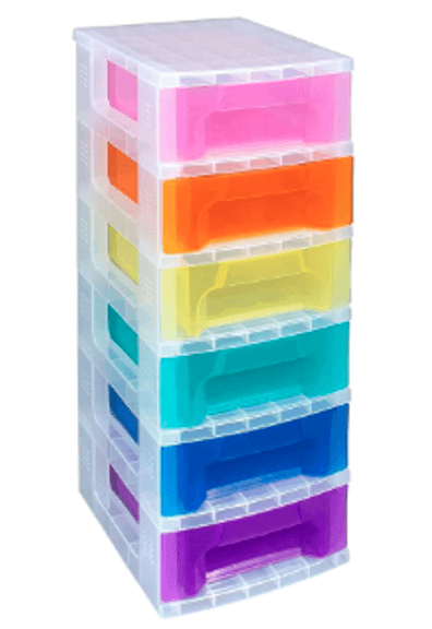 Really Useful Box Rolling Cart Organizer, Plastic 6 Drawer Storage Unit ...