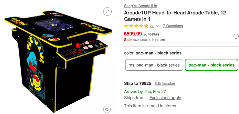 Arcade1UP Head-to-Head Arcade Table, 12 Games in 1 | Open Box - Rio ...