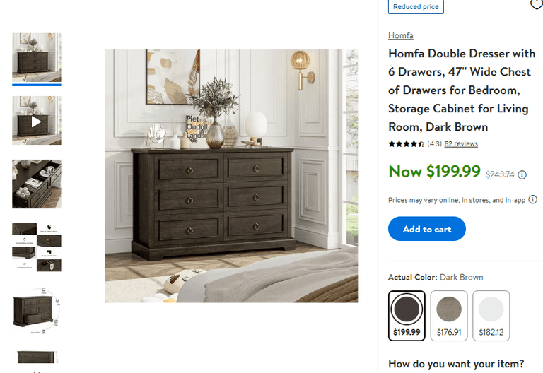 Homfa Double Dresser with 6 Drawers, 47'' Wide Chest of Drawers | Like ...
