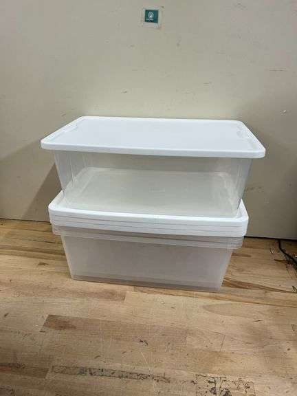 HOMZ Clear Plastic Storage Bins, 4ct, 12qt | Open Box | (See Condition ...