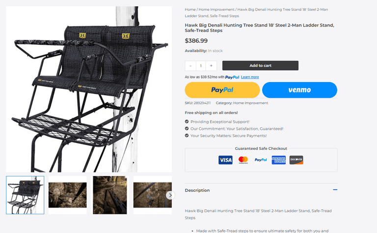 Hawk Big Denali Hunting Tree Stand 18′ Steel 2-Man Ladder Stand, Safe ...