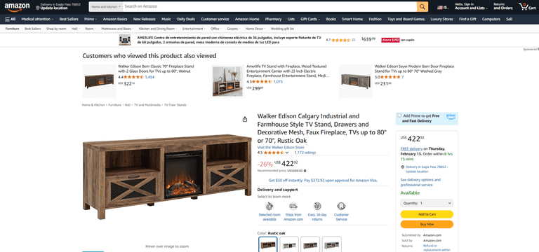 Walker Edison Calgary Industrial & Farmhouse Style TV Stand | Like New ...