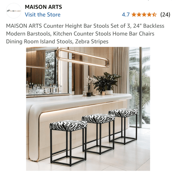 MAISON ARTS Counter Height Bar Stools | Like New | (See Condition Notes ...