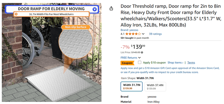 Door Threshold Ramp | Open Box - Rio Grande Trade