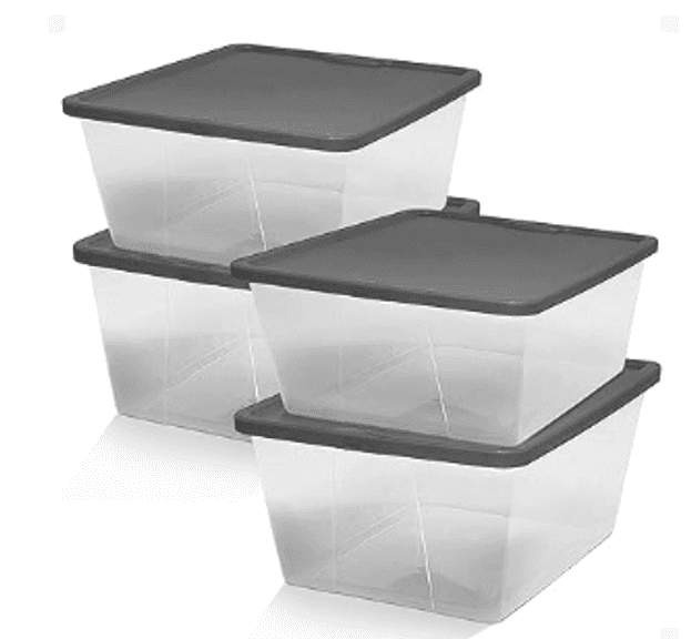 HOMZ 4-Pack Snaplock, Small Clear Plastic Storage Bins with Lids, 12 ...